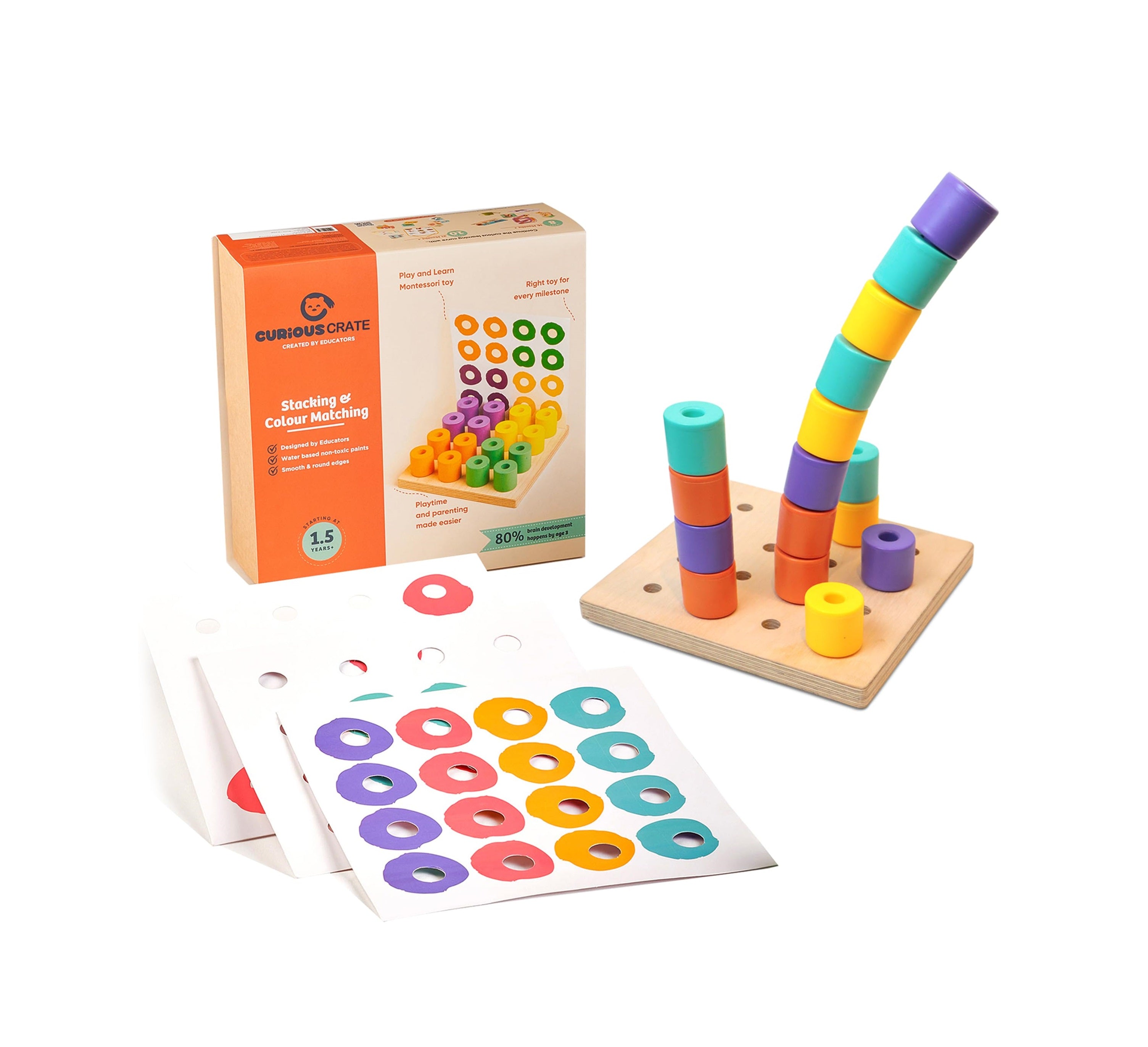 Curious Cub Stacking & Colour Matching Montessori Toy for 18+ Months ...