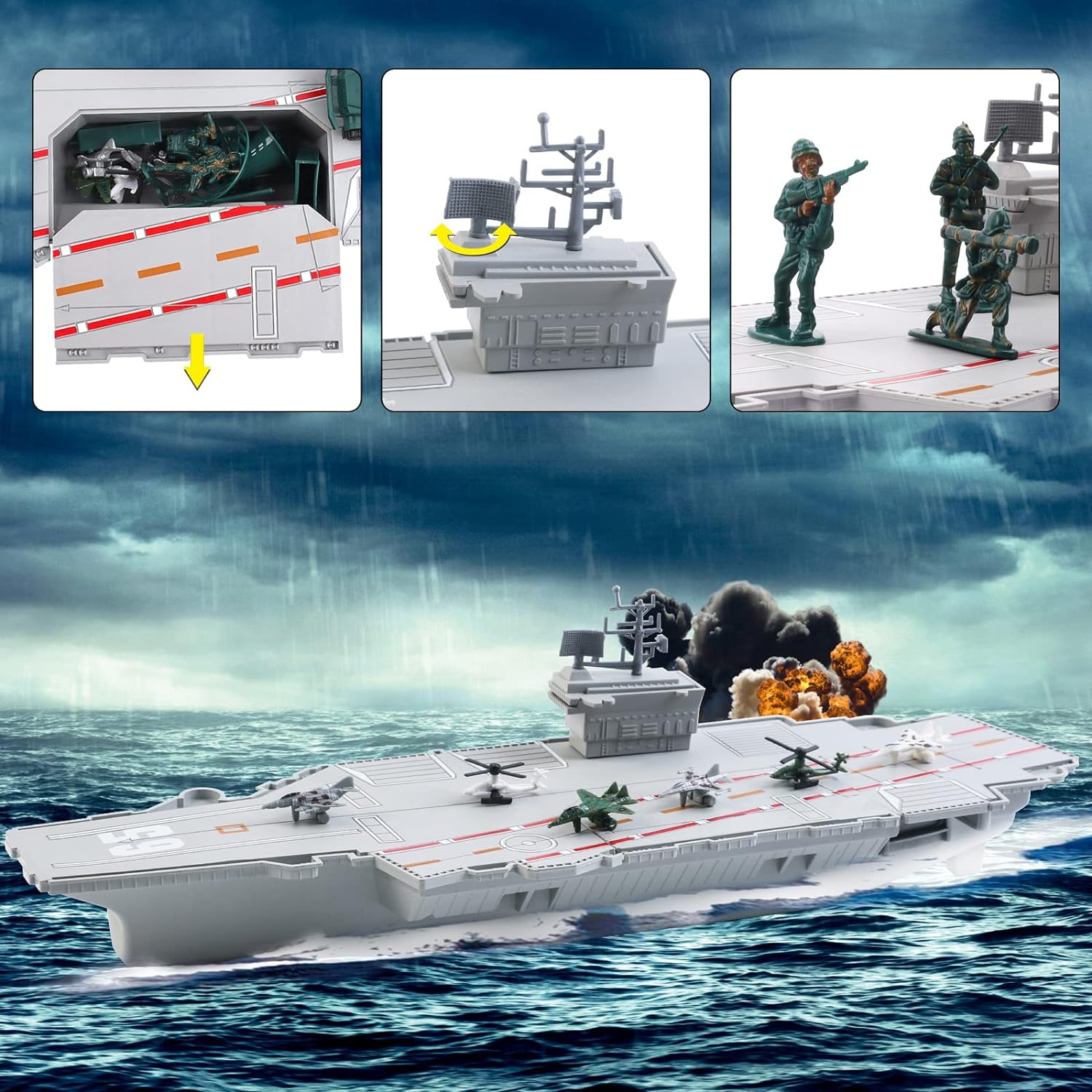 Aircraft Carrier Toy with Scale Model Warplanes Warships Military Vehi ...